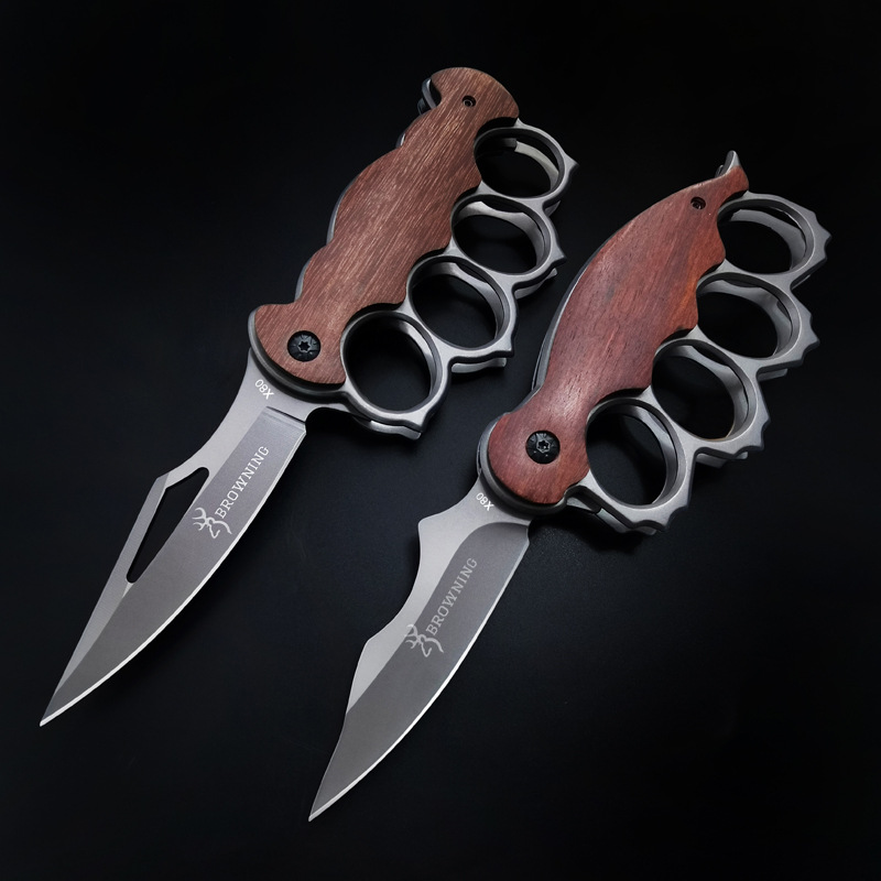 KF159 BROWNING X80/X86 Brass Knuckle Duster Folding Knife with Steel ...
